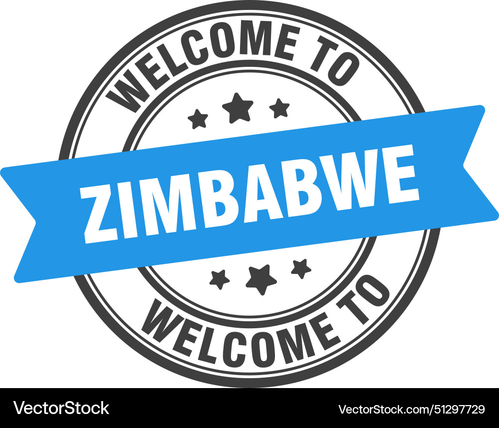 Welcome to zimbabwe stamp round sign Royalty Free Vector