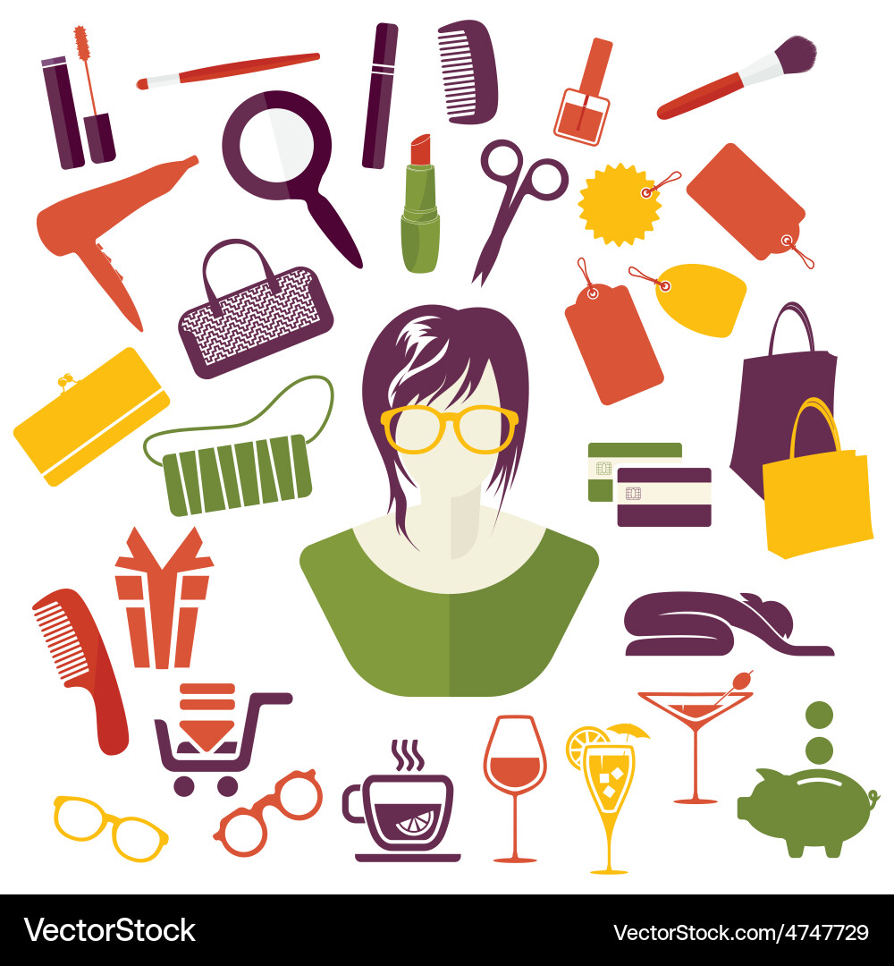 Woman girls stuff1 resize Royalty Free Vector Image
