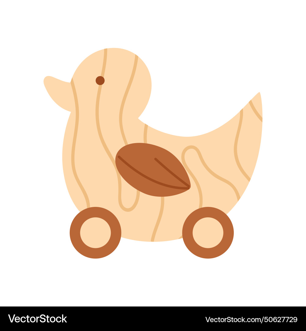 Wooden duck toy with wheels Royalty Free Vector Image