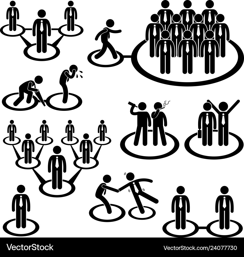 Business-Netzwerk-Verbindung Stickfigur Lizenzfreier Vektor