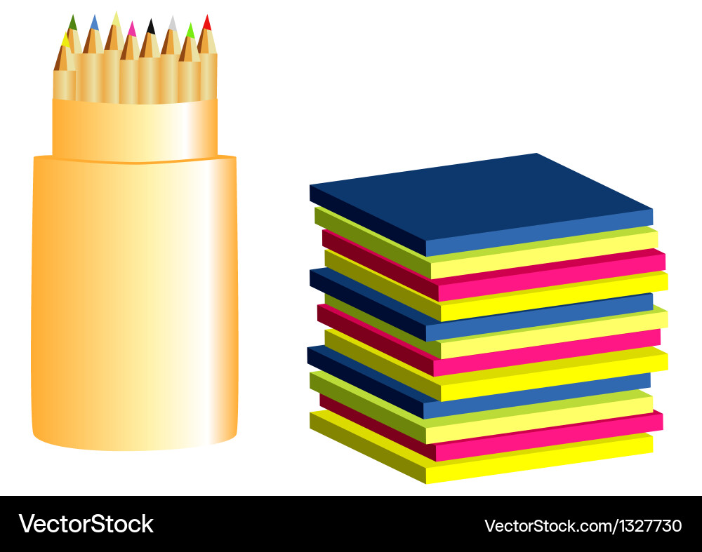 Colored paper and pencils Royalty Free Vector Image