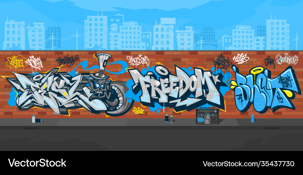 Colorful Street Art Graffiti Wall Royalty Free Vector Image