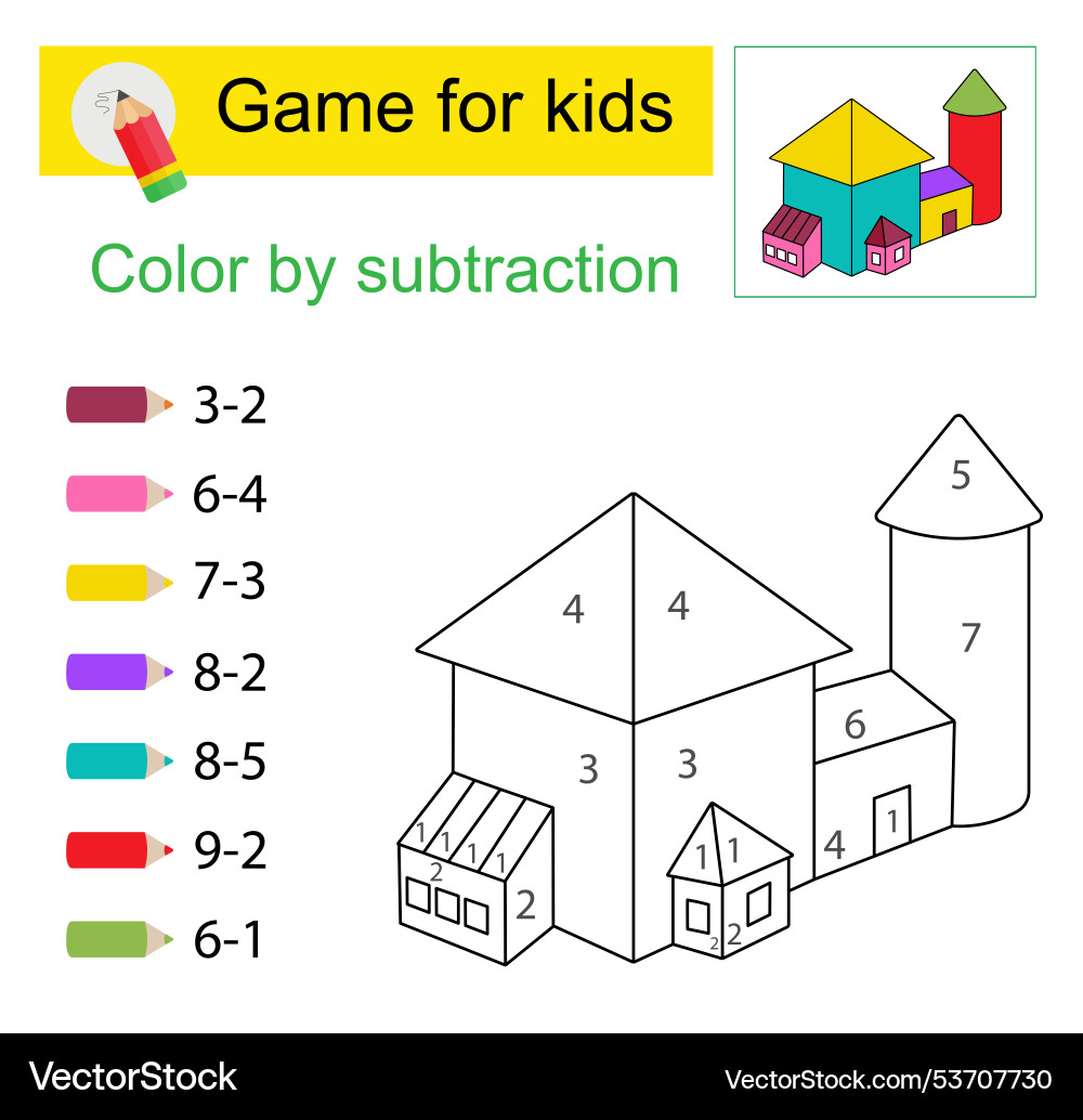 Coloring pages color by subtraction Royalty Free Vector