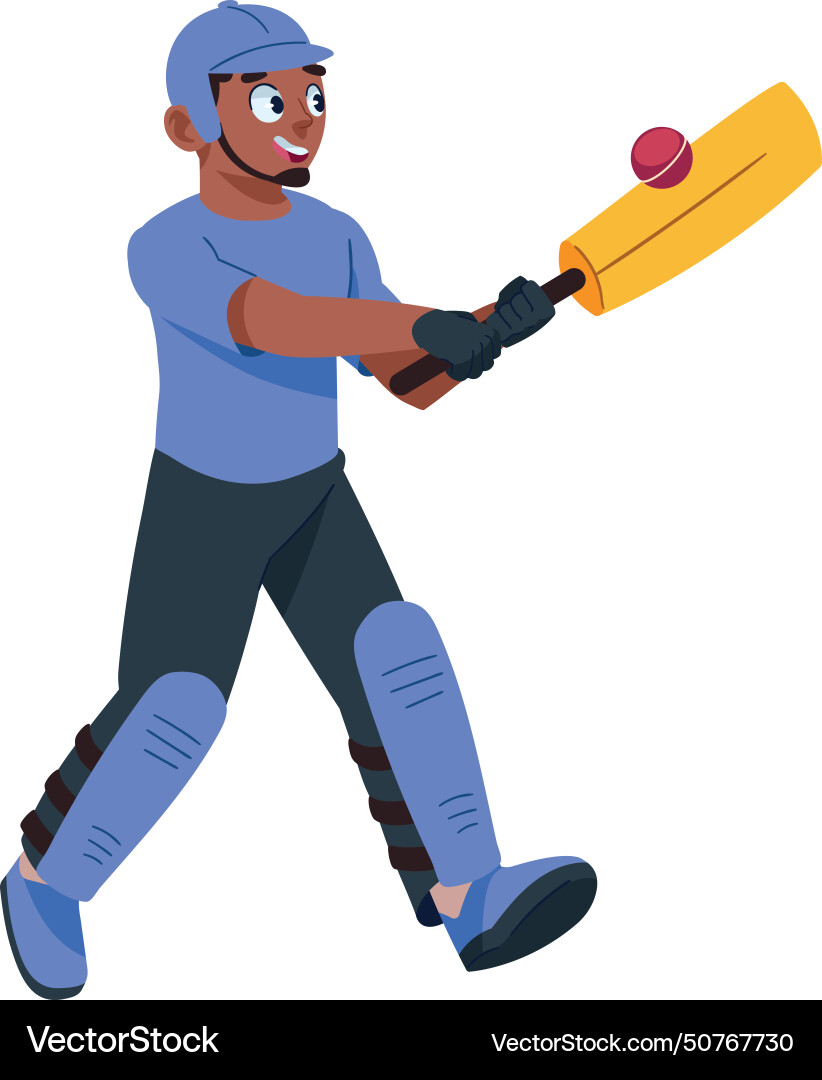 Cricket man with bat and ball Royalty Free Vector Image