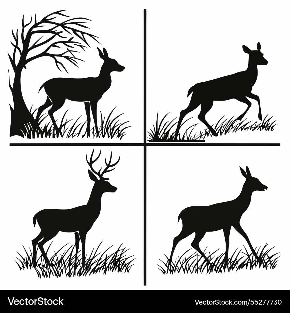 Deer standing pose nature art Royalty Free Vector Image