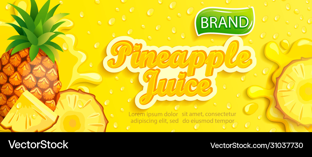 Fresh pineapple juice banner Royalty Free Vector Image