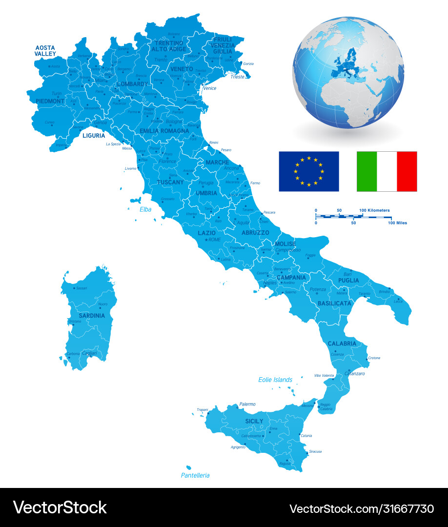 Green map italy Royalty Free Vector Image - VectorStock