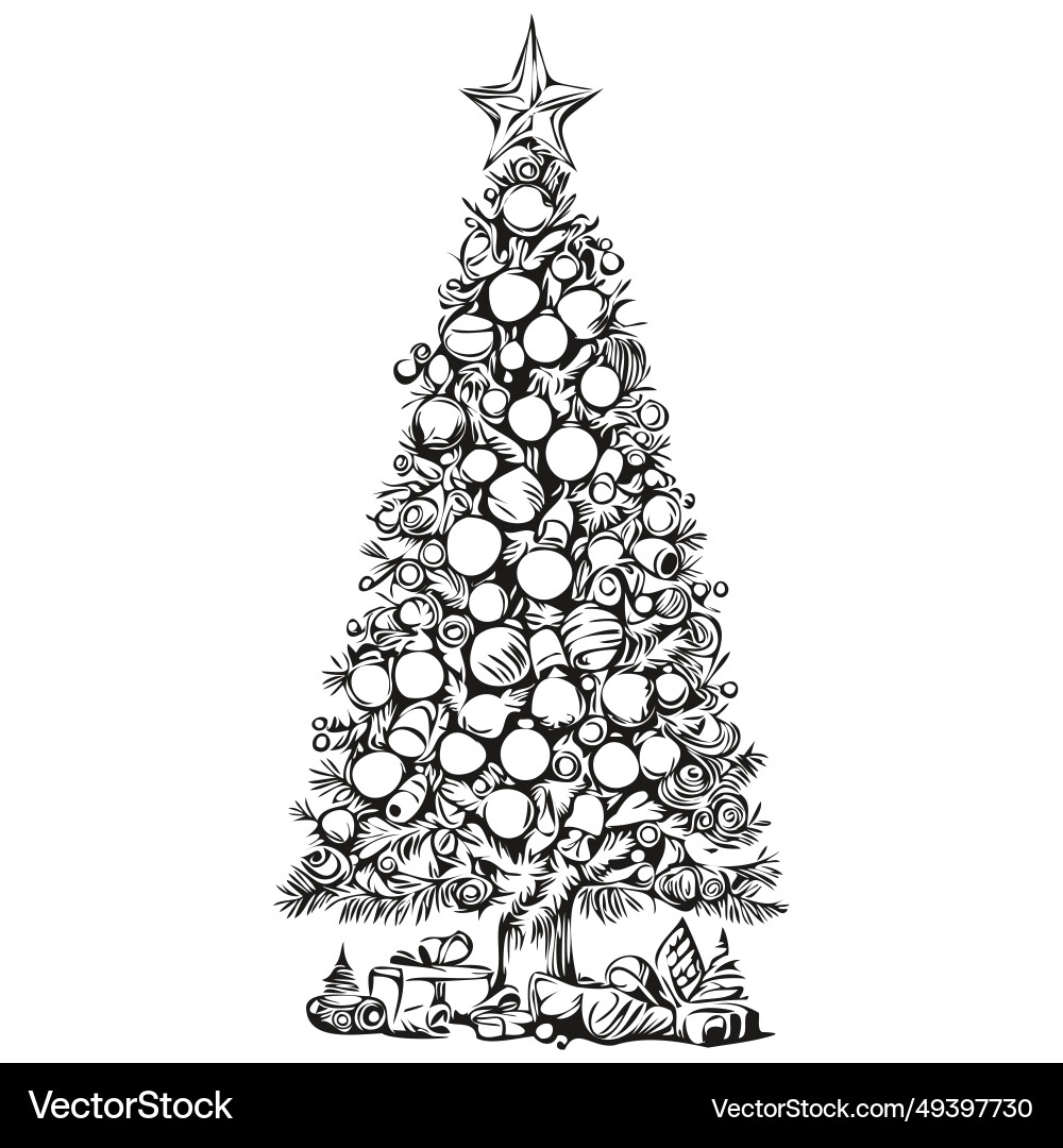 Hand Drawn Christmas Tree Sketch Royalty Free Vector Image
