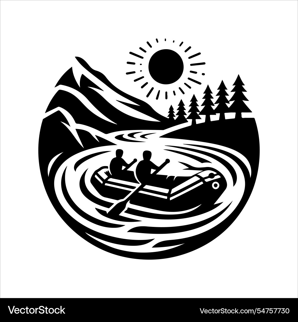 High-quality whitewater raft silhouettes Vector Image