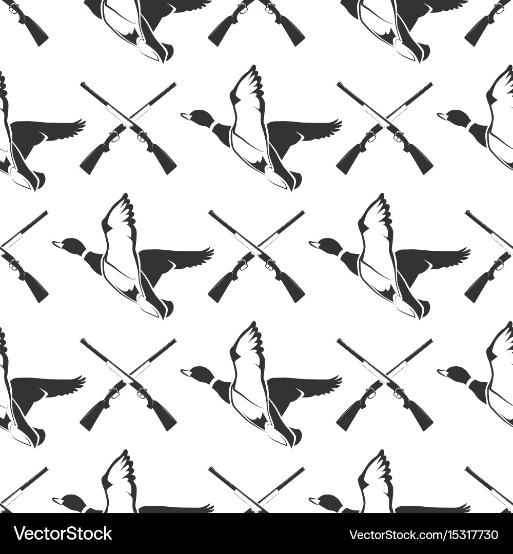 Hunting seamless pattern with guns and ducks Vector Image