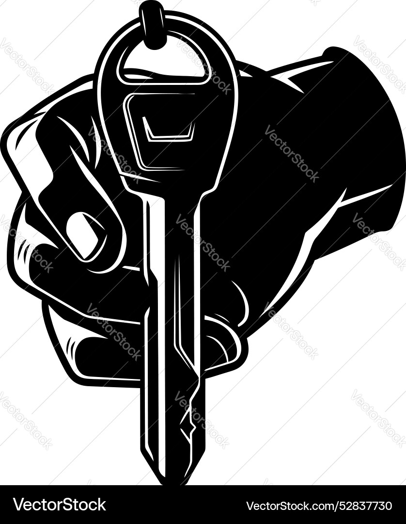 Key touch secure hand and logo handheld Royalty Free Vector