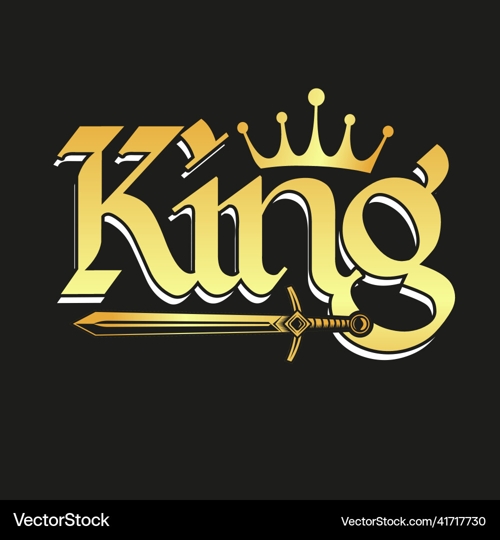 King typography gold crown text logo image Vector Image
