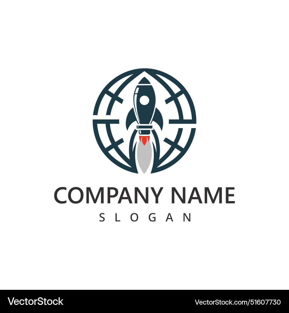 Rocket logo launch jet plane space modern Vector Image