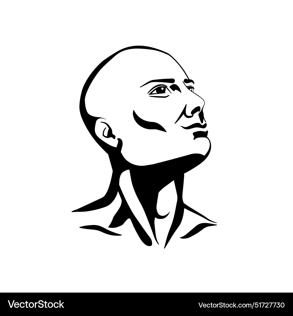 Simple linear icon bald man look up male head Vector Image