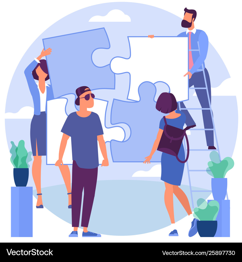 Team Puzzle Solving Royalty Free Vector Image - VectorStock