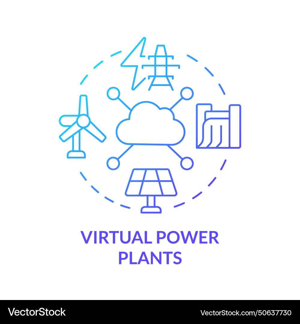 Virtual power plants blue gradient concept icon Vector Image