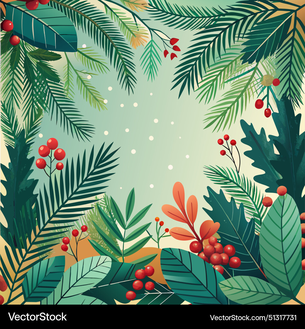 A green leafy forest christmas wreath frame Vector Image