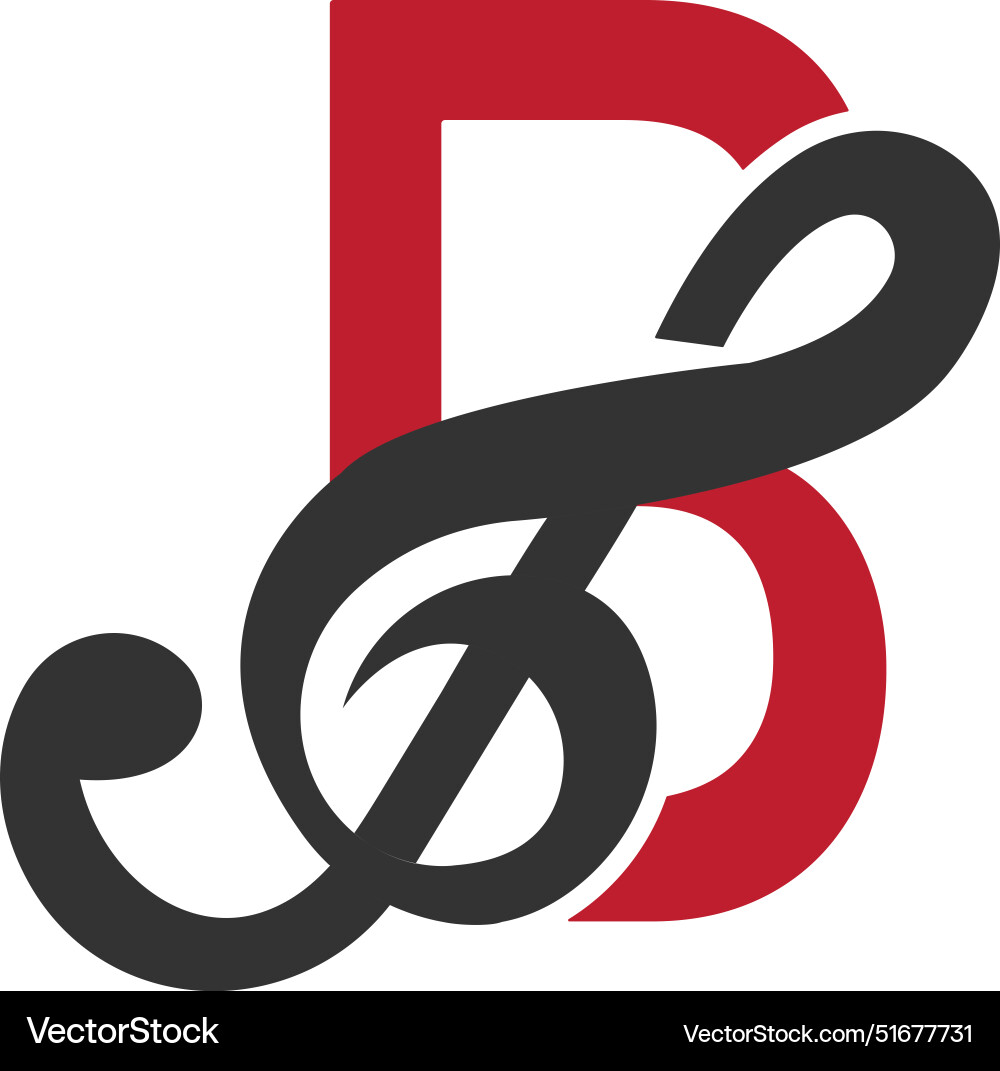 B logo design music arts Royalty Free Vector Image