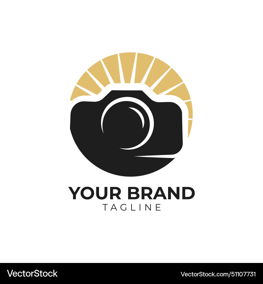 Camera with sun logo template Royalty Free Vector Image