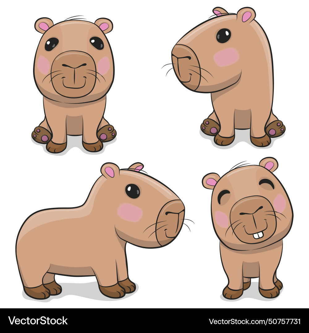Cute cartoon capybaras isolated on a white Vector Image