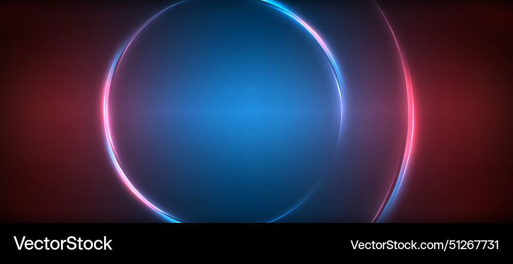 Electric blue and red glowing circle in the dark Vector Image