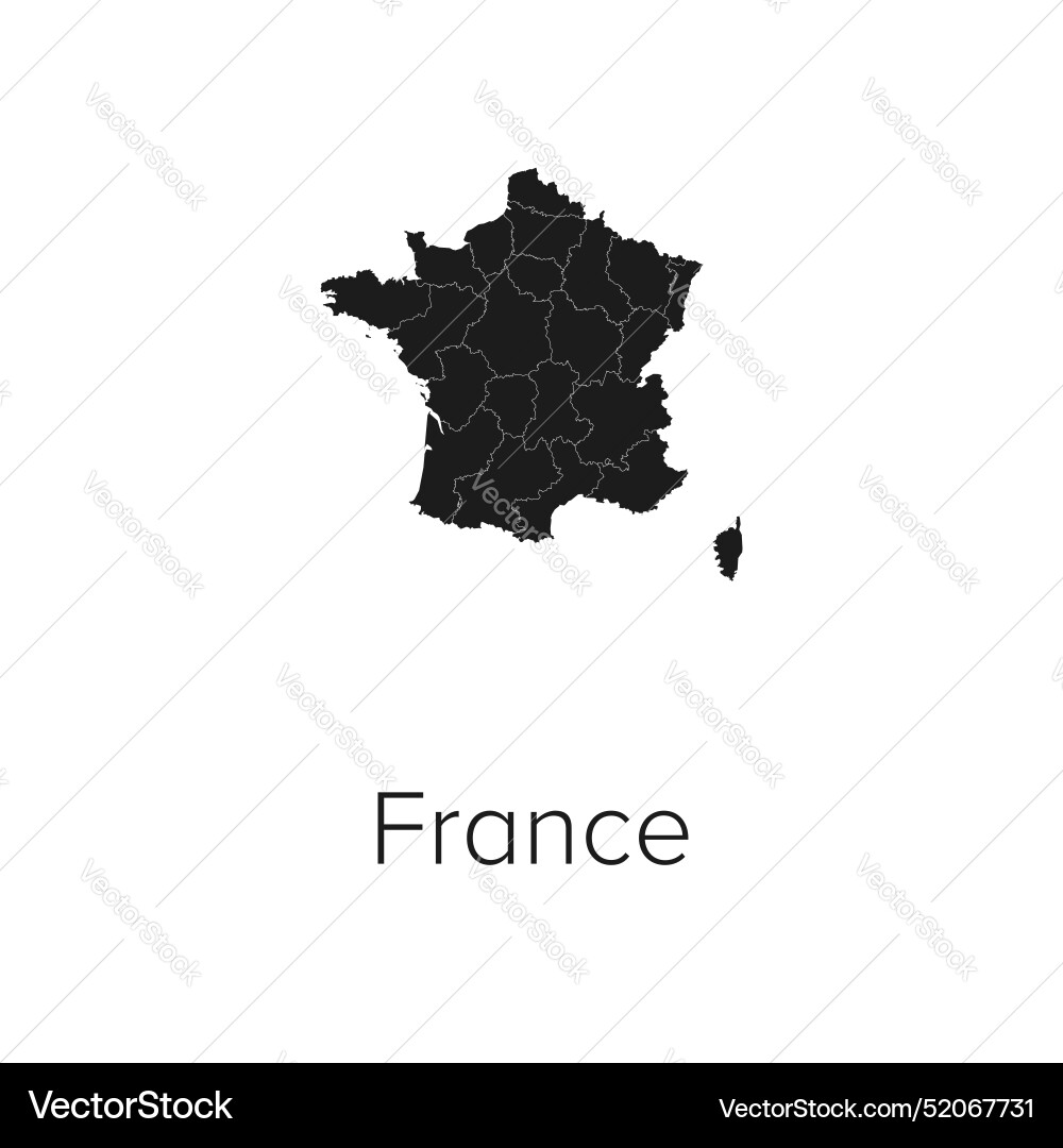 France map - silhouette outline travel Royalty Free Vector
