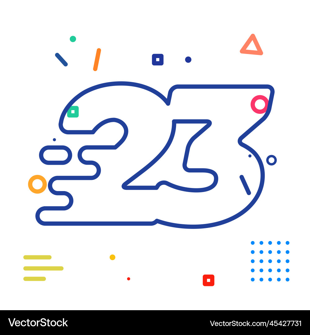 Number 23 line fast icon logo Royalty Free Vector Image