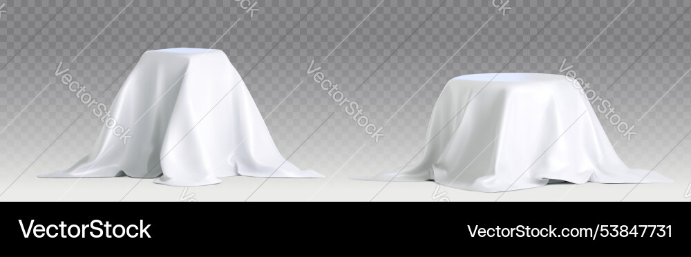 Podium covered with white silk cloth set Vector Image