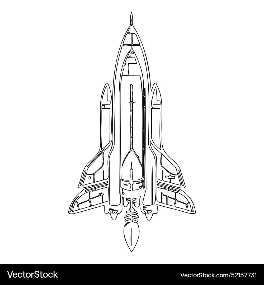 Space shuttle outline sketch Royalty Free Vector Image
