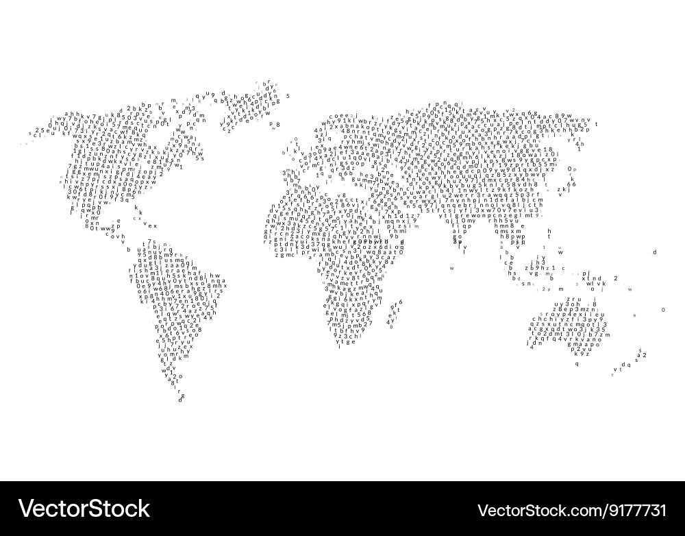 World map with letters inside cloud Royalty Free Vector