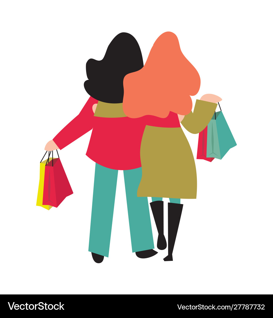 Rückansicht Damen Shopper mit Lizenzfreies Vektorbild