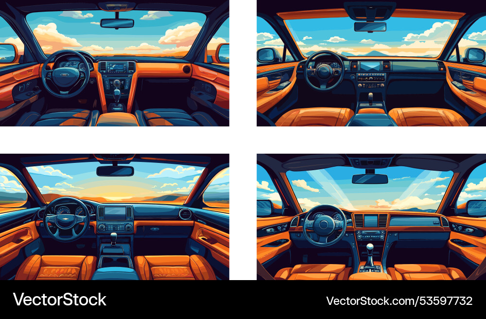 Cartoon front view car empty interior luxury Vector Image