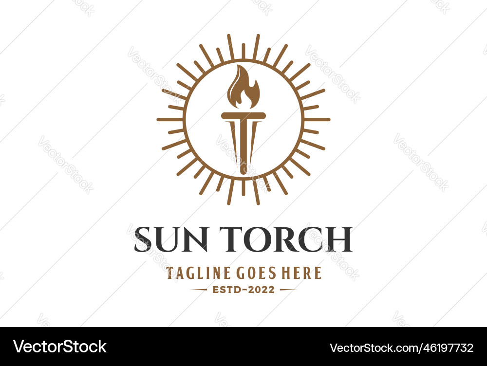 Elegant luxury sun torch light logo design Vector Image