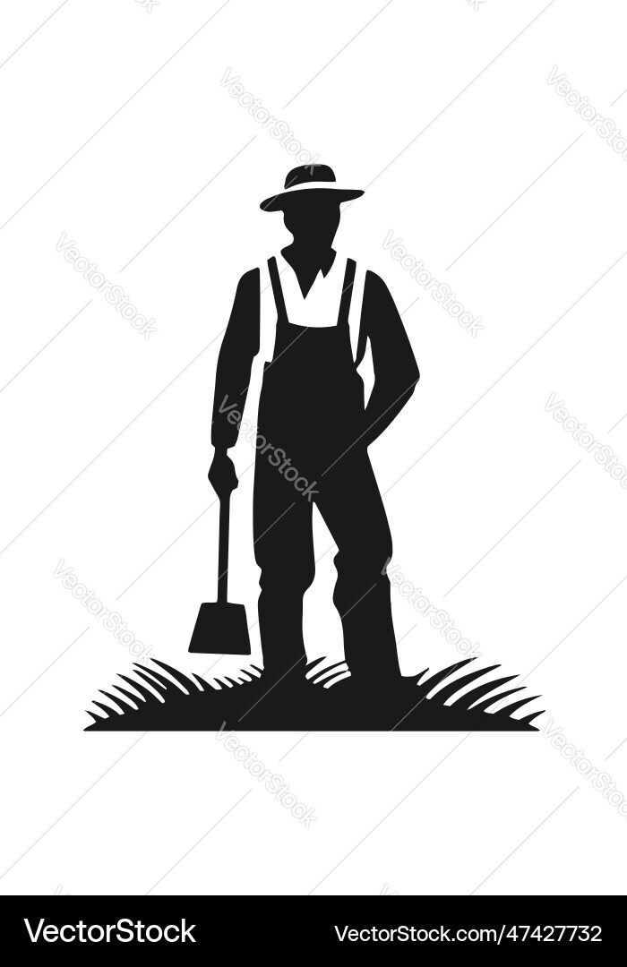 Farmer working on field logo character design Vector Image