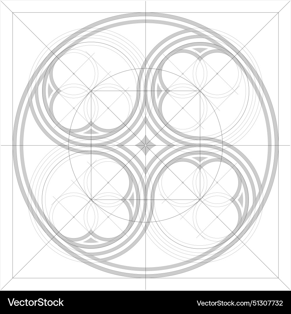 Geometric diagram drawing gothic window Royalty Free Vector