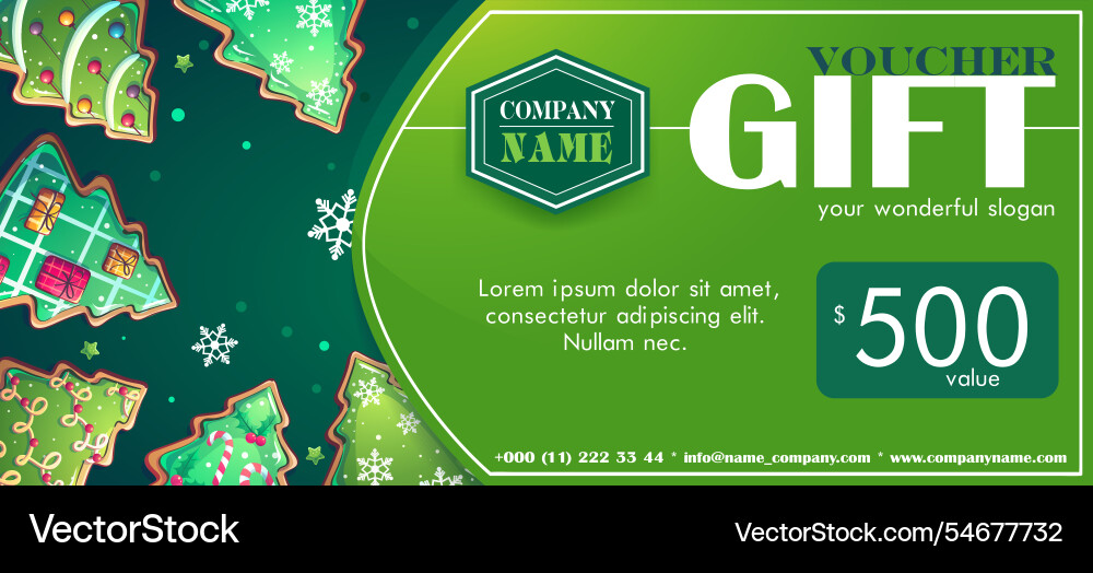 Gift green voucher template Royalty Free Vector Image