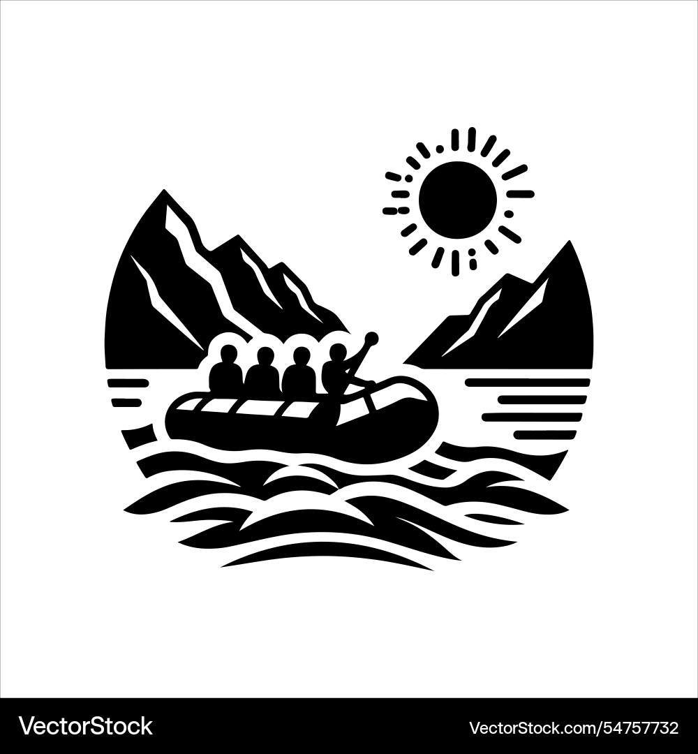 High-quality whitewater raft silhouettes Vector Image