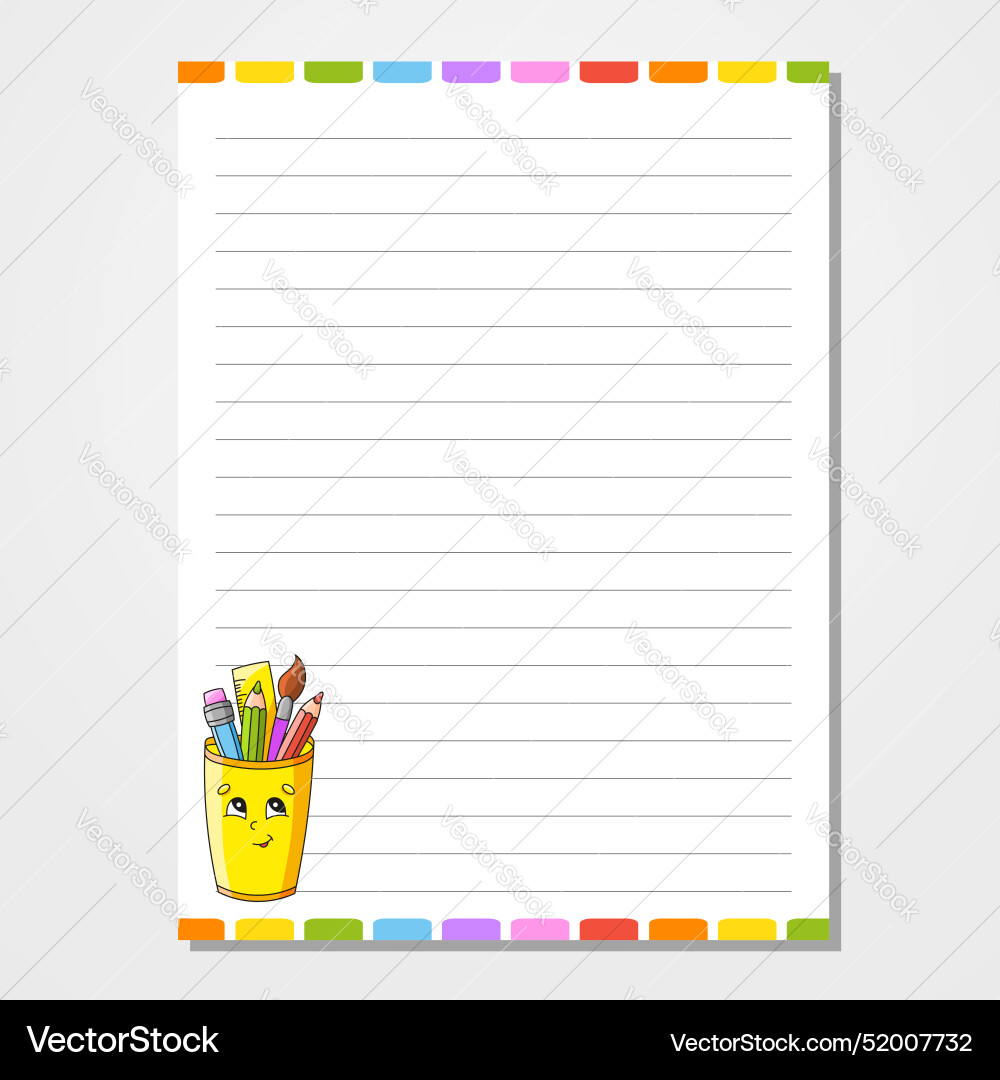 Lined Paper Sheet Template Royalty Free Vector Image