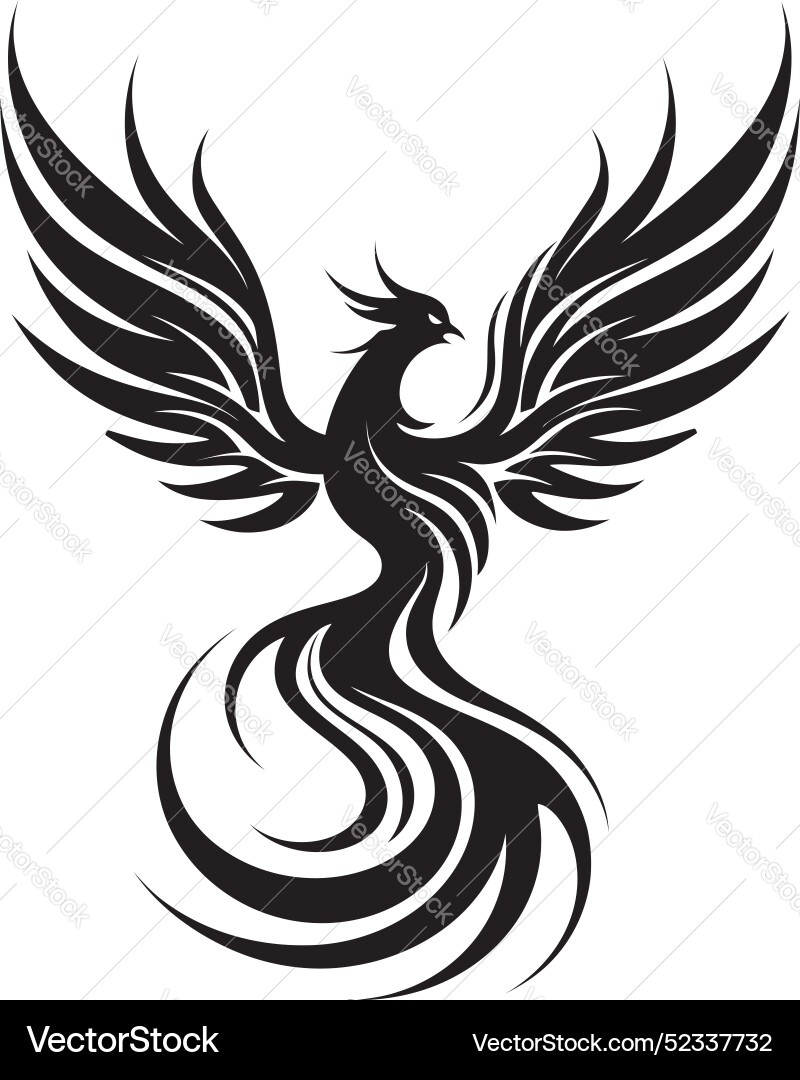 Rising phoenix flame emblem icon rebirth Vector Image