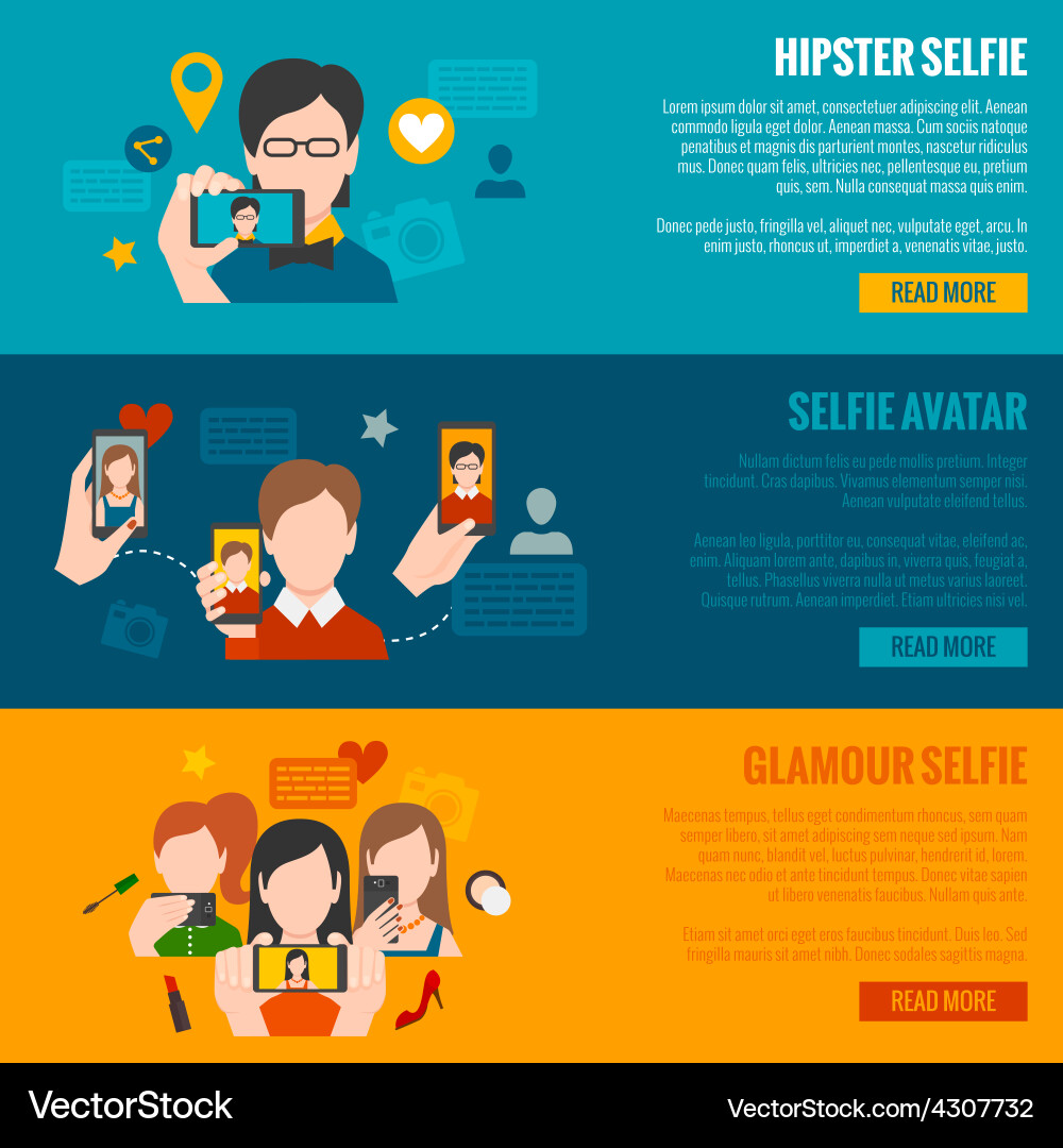 Selfie banner set Royalty Free Vector Image - VectorStock