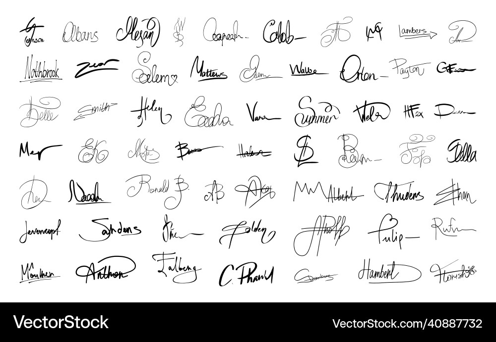 Set of autographs and signatures Royalty Free Vector Image