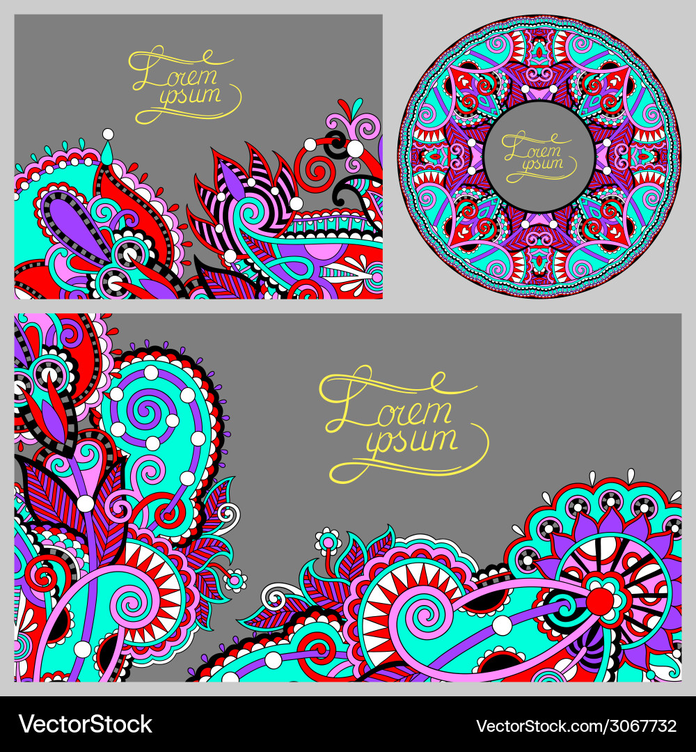 Set of floral decorative background template frame