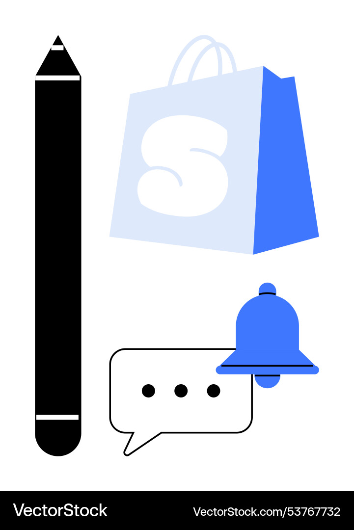 Shopping and communication elements in modern Vector Image