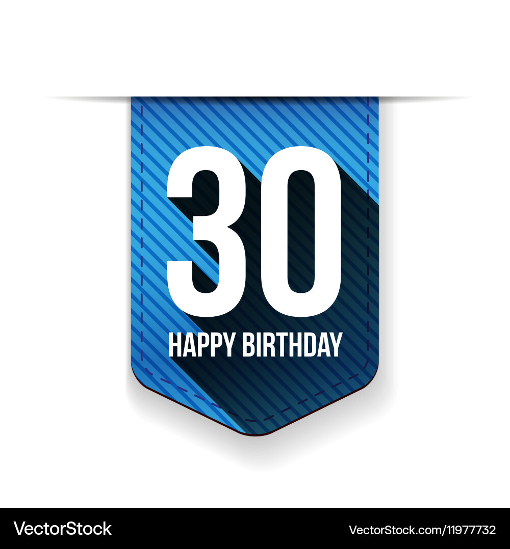 Thirty years happy birthday ribbon Royalty Free Vector Image