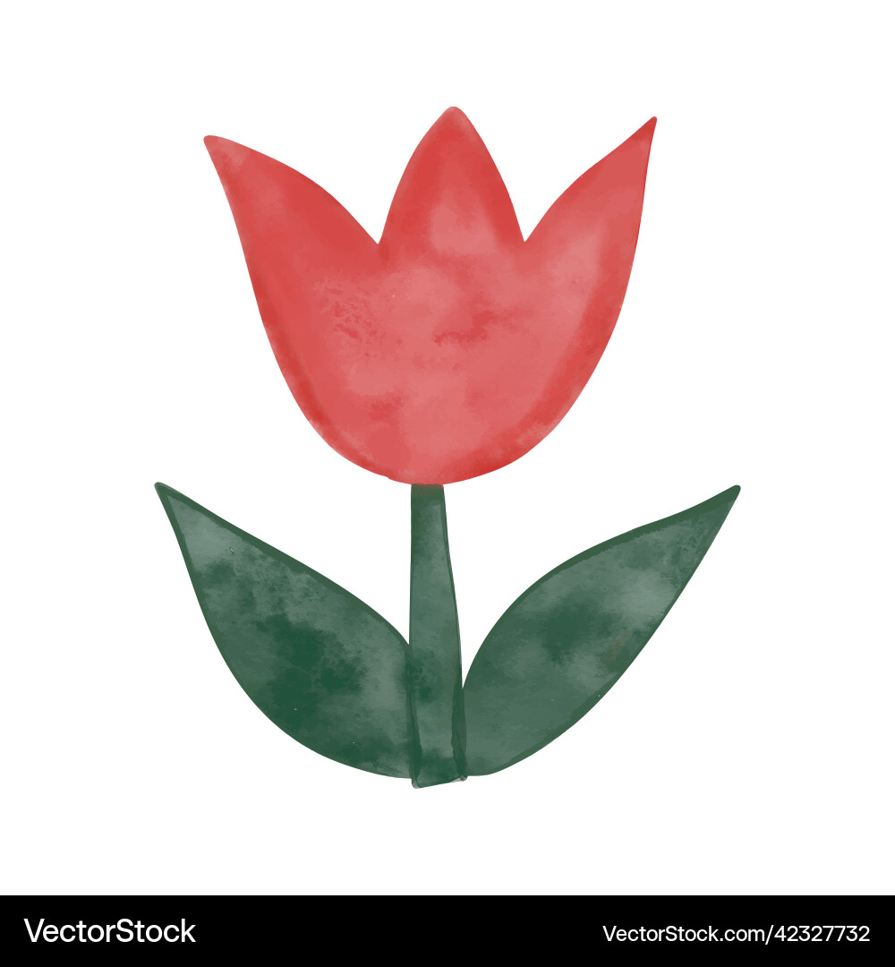 Watercolor textured simple naive flower Royalty Free Vector