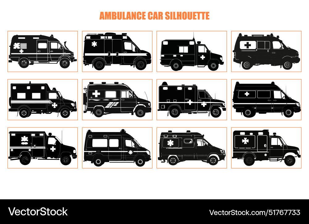 Ambulance silhouette side view Royalty Free Vector Image