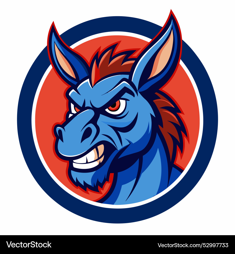 Angry donkey logo inside circle Royalty Free Vector Image
