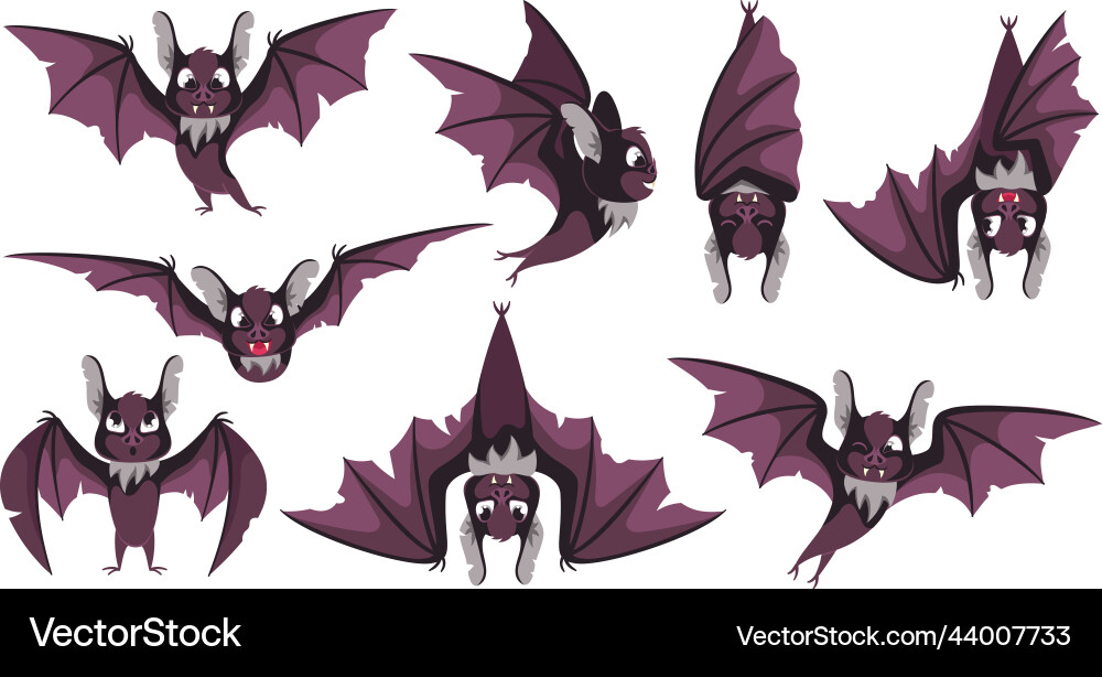 Cartoon bat character scary night vampire animal Vector Image