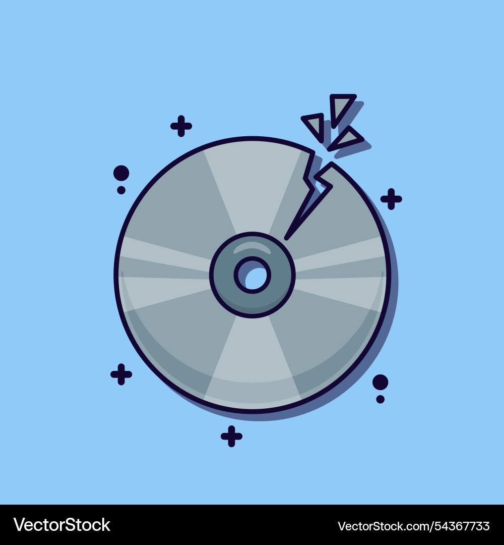 Cartoon of broken disc Royalty Free Vector Image