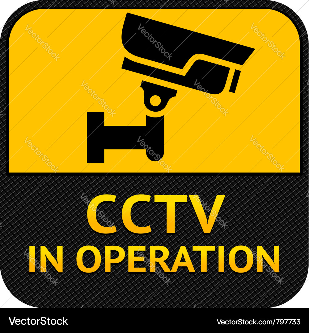 Cctv symbol label security camera Royalty Free Vector Image